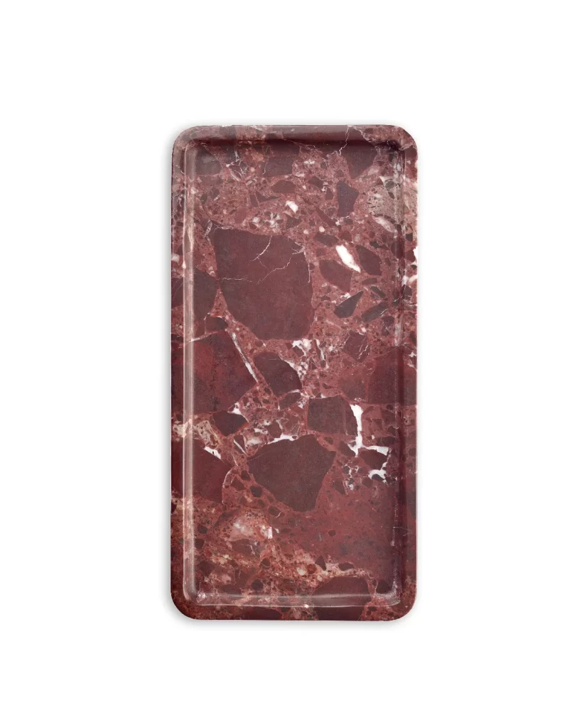 Rectangular Burgundy Marble Tray 25×12cm – Marblefan